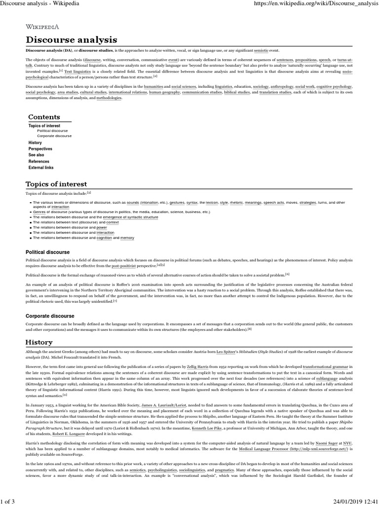 Discourse Analysis - An Essay | PDF | Human Communication | Truth