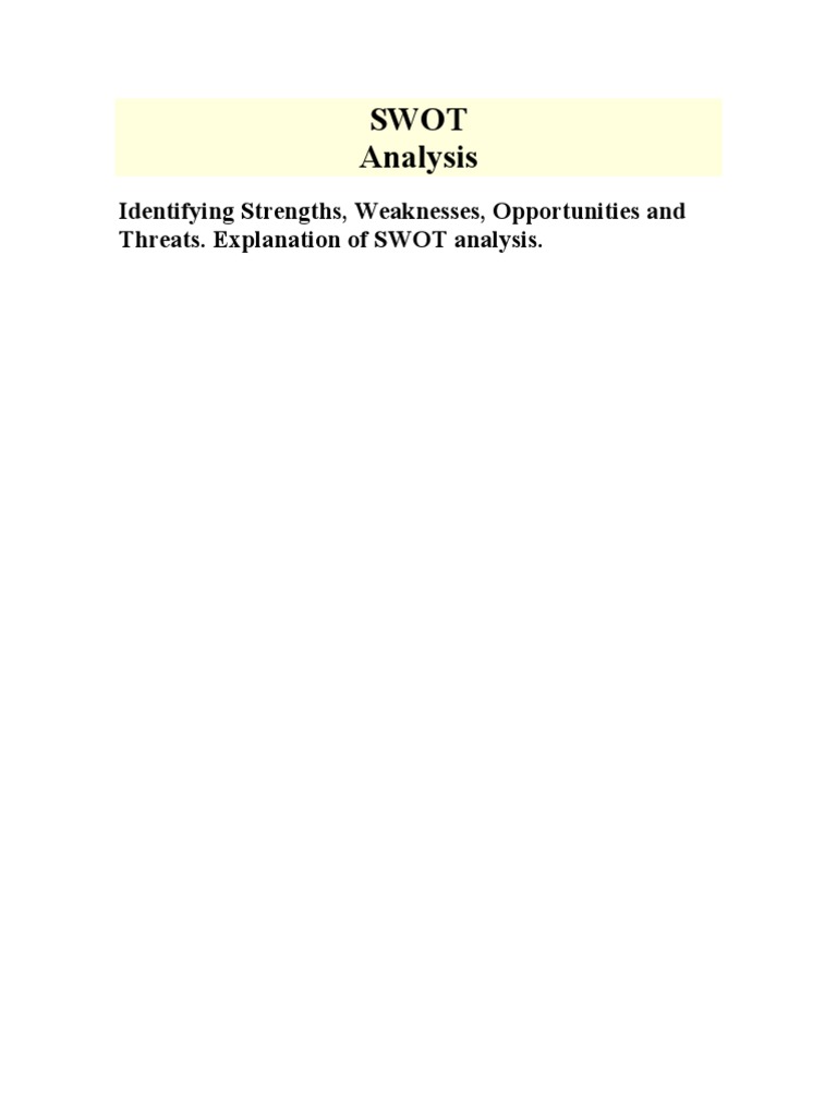 SWOT Analysis | PDF | Swot Analysis | Competition