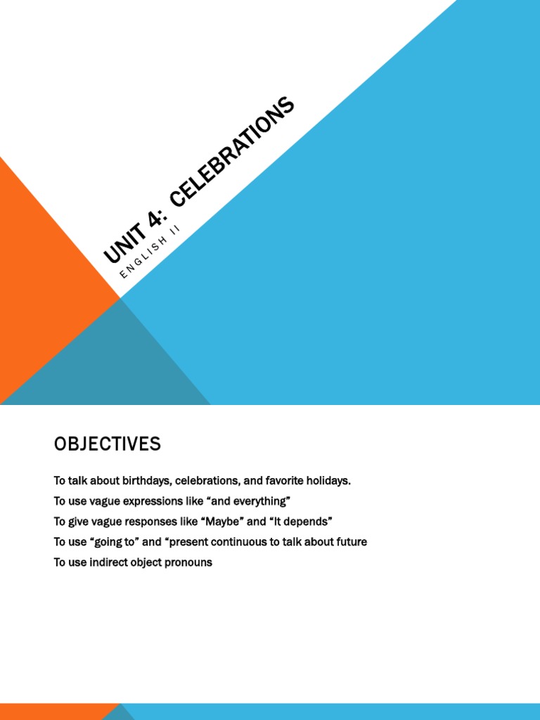 Unit 4 Celebrations | PDF