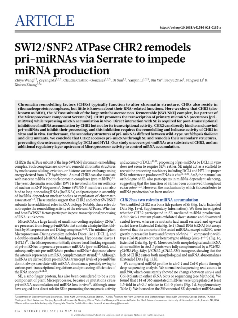 2018, Nature, CHR2 | PDF | Micro Rna | Nutrients