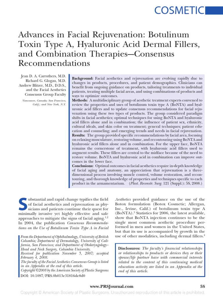 Advances in Facial Rejuvenation Botox, HA Dermal Fillers, & Combination ...