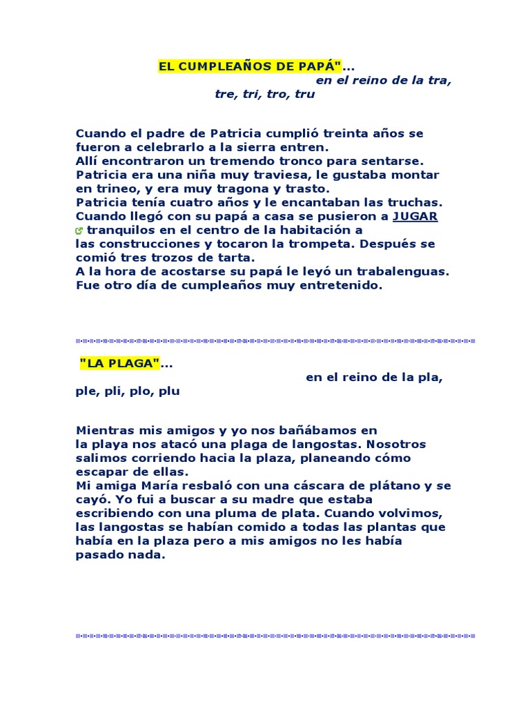 El Cumpleaños de Papá Cuentos | PDF | Naturaleza