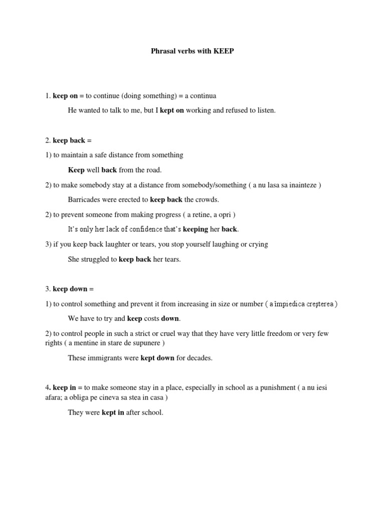 Phrasal Verbs Keep | PDF