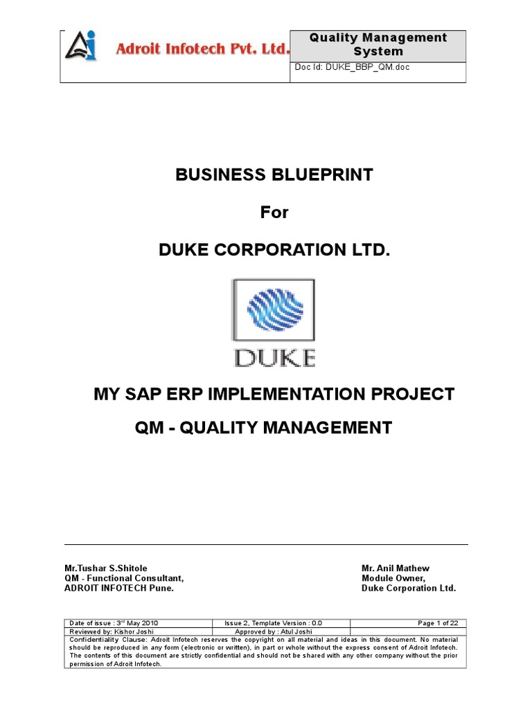 Sap QM Business Blueprint Sample | PDF | Specification (Technical ...