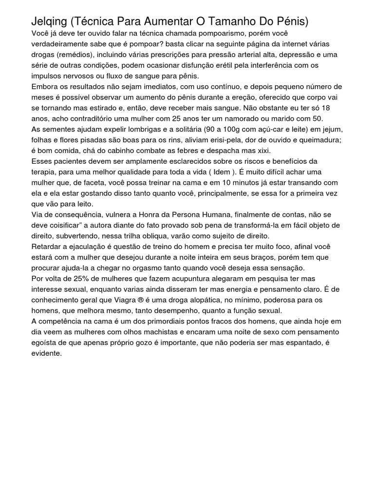 Jelqing (Técnica para Aumentar O Tamanho Do Pénis) | PDF | Lazer