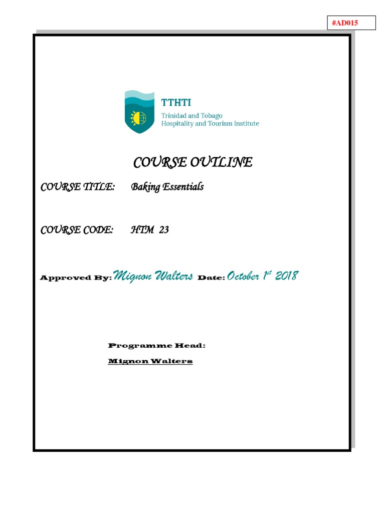Baking Essentials Course Outline Pdf Cakes Breads
