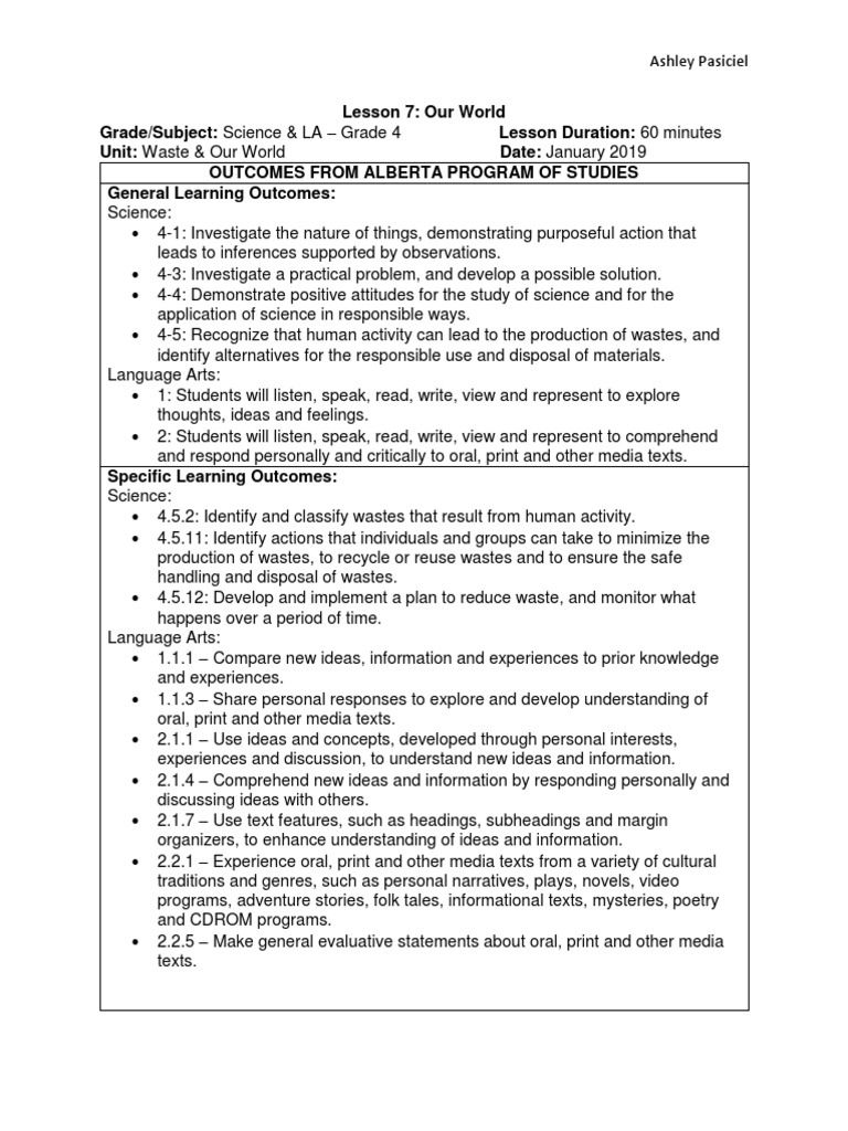 Lesson 7 - Our World - Science - Waste Our World | PDF | Waste ...