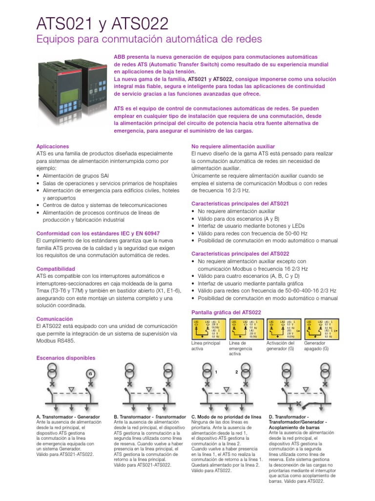 Brochure Ats021 Ats022 Abb | PDF | Diodo emisor de luz | Relé