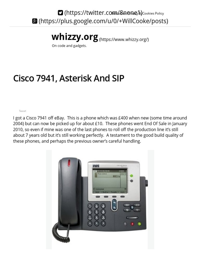 Cisco 7941, Asterisk and SIP | PDF | Session Initiation Protocol | Http Cookie