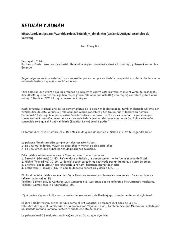 Betuláh y Almáh | PDF | Libro del Génesis | Jesús