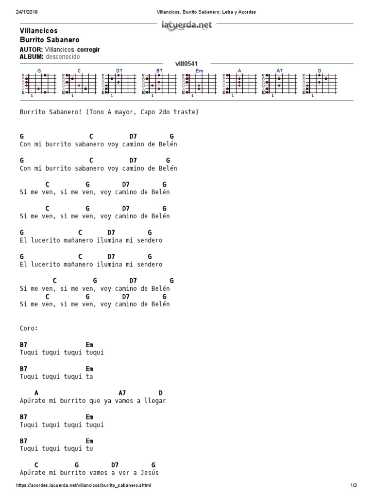 Acordes De Guitarra De Burrito Canciones Inolvidables (Guitarra Y