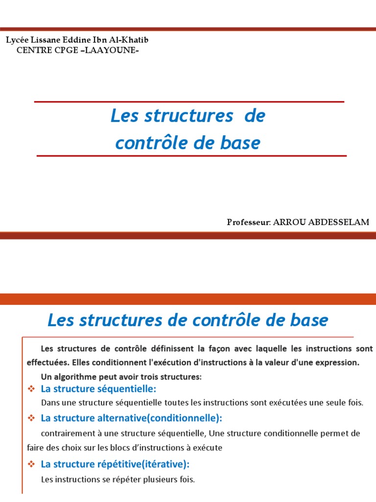 Cours Algorithme Structure Conditionnelle | PDF | Structure de contrôle | Programmation informatique