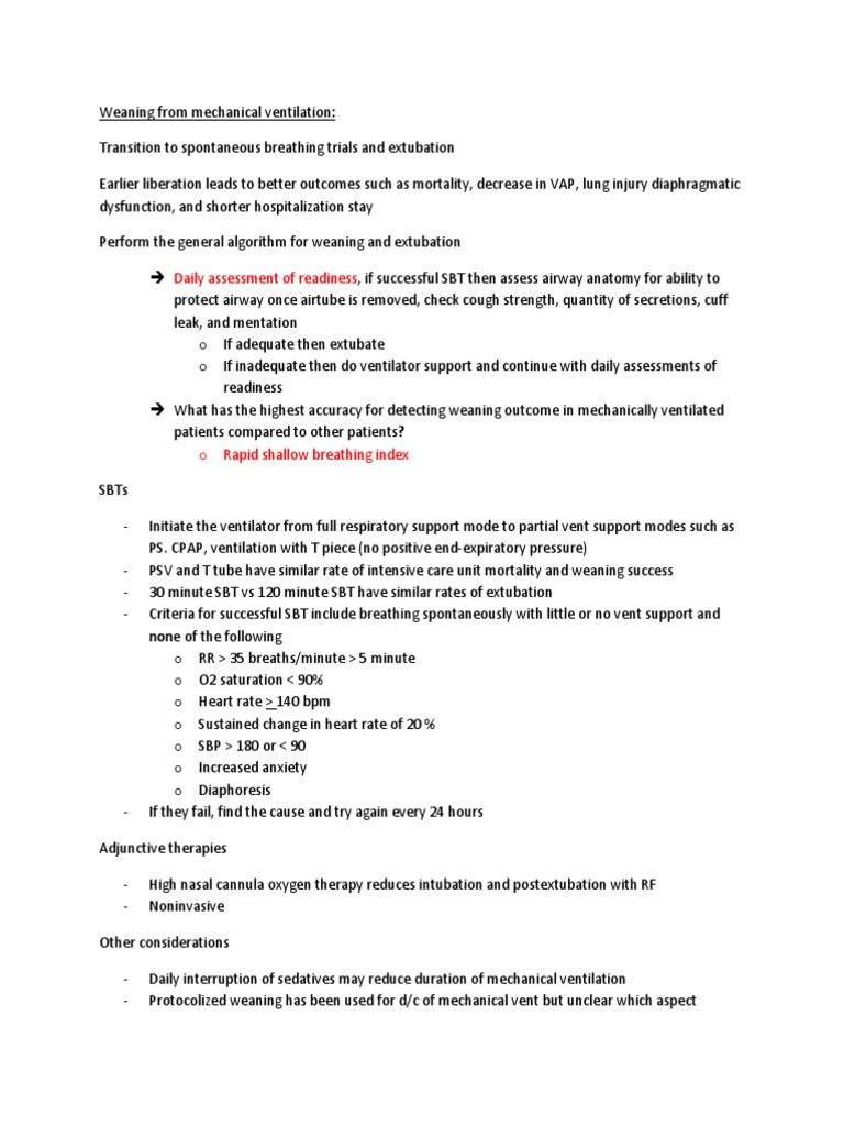 Weaning Protocols for Ventilator Extubation | PDF | Breathing | Respiration