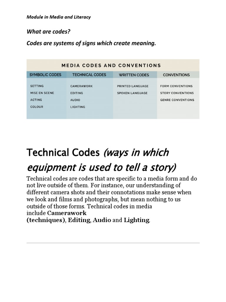 Media: Technical Codes | PDF | Cinematography | Camera