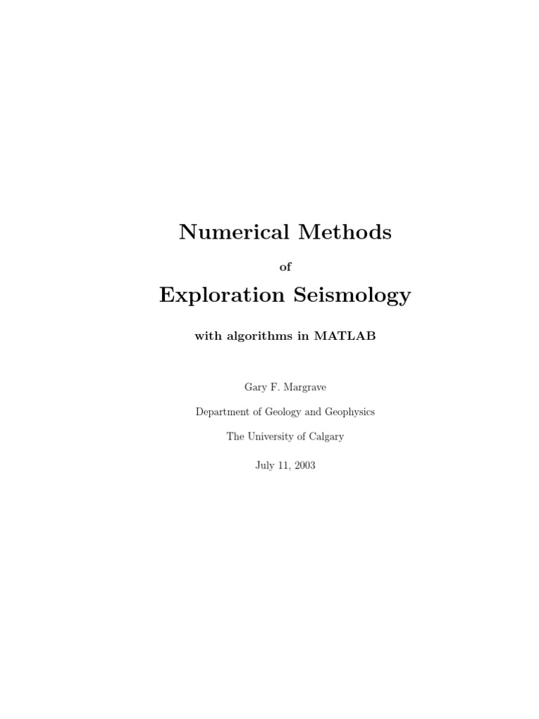 Numerical Methods Of Exploration Seismology Pdf C Programming