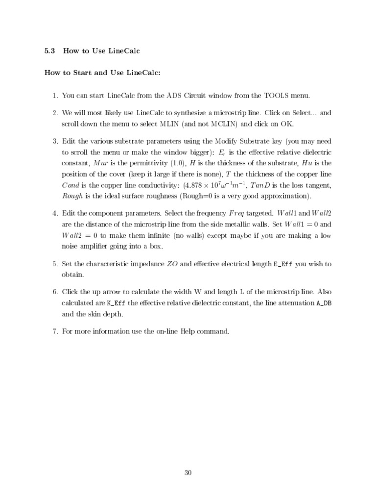 Using LineCalc for Microstrip Design | PDF