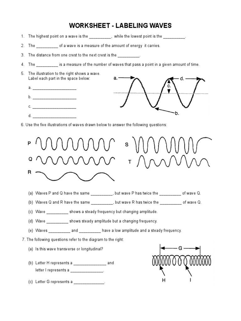 Transverse V Longitudinal Wave Worksheet 2b107dk | PDF | Waves | Frequency