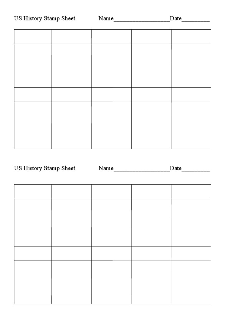 US History Stamp Sheet Template | PDF | Travel