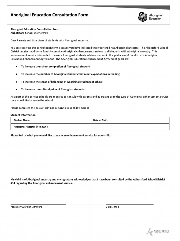 Aboriginal Education Consultation Form | PDF