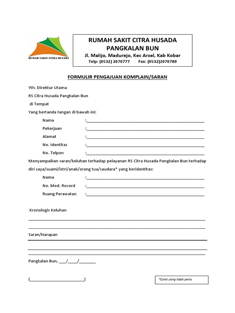 Formulir Pengajuan Komplain | PDF