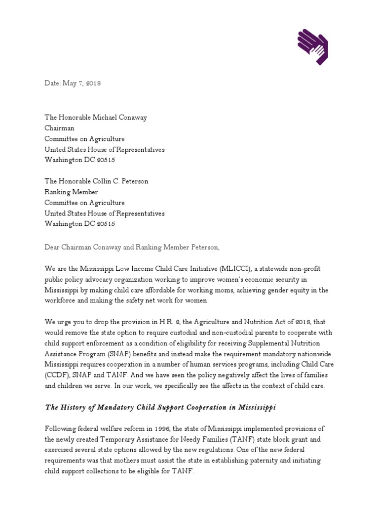 Child Support SNAP Letter | PDF | Temporary Assistance For Needy ...