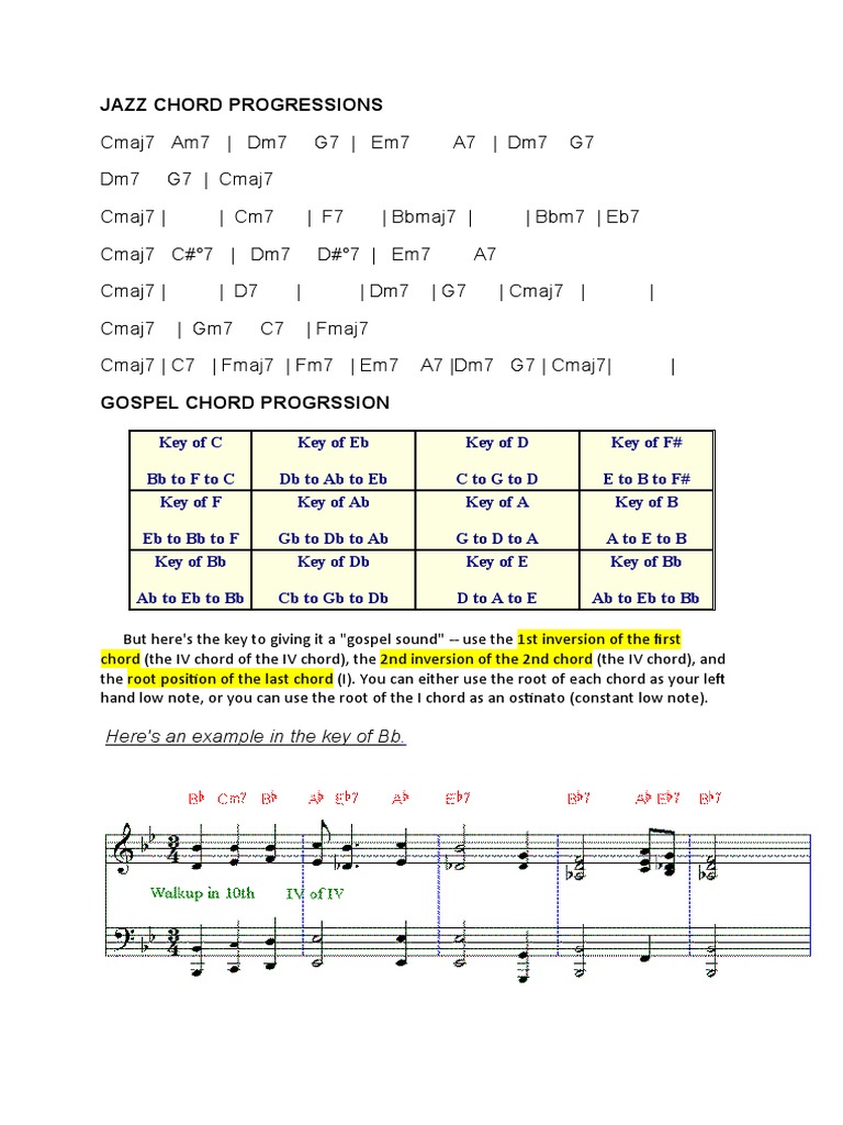 Jazz and Gospel Chord Progressions