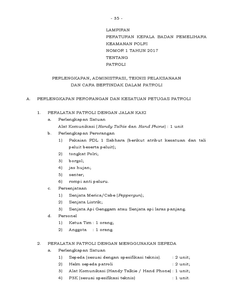Perlengkapan dan Administrasi Patroli | PDF