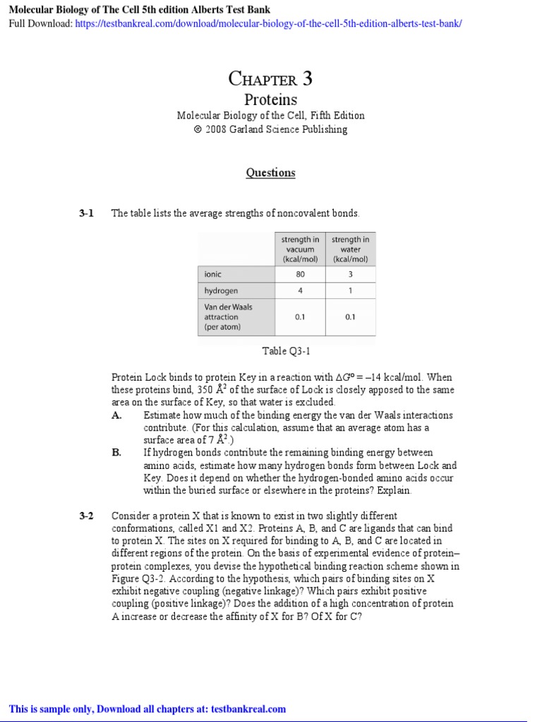 Molecular Biology of The Cell 5th Edition Alberts Test Bank | PDF ...