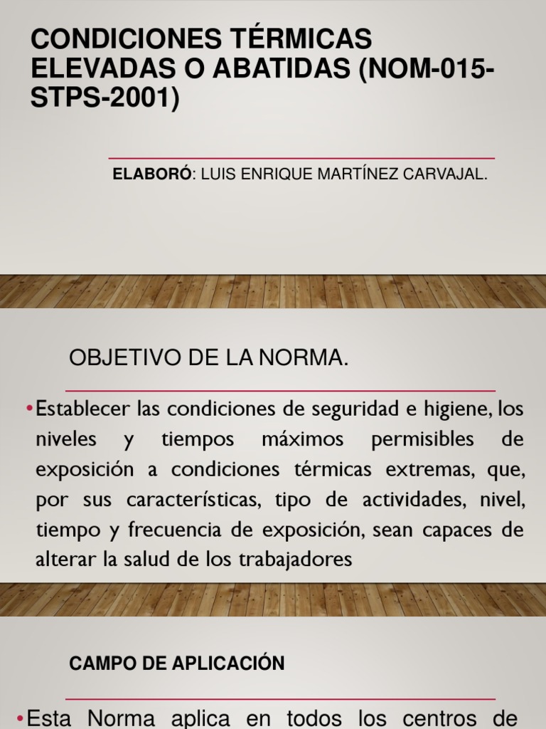 Condiciones Térmicas Elevadas o Abatidas (Nom-015-Stps-2001) | PDF ...
