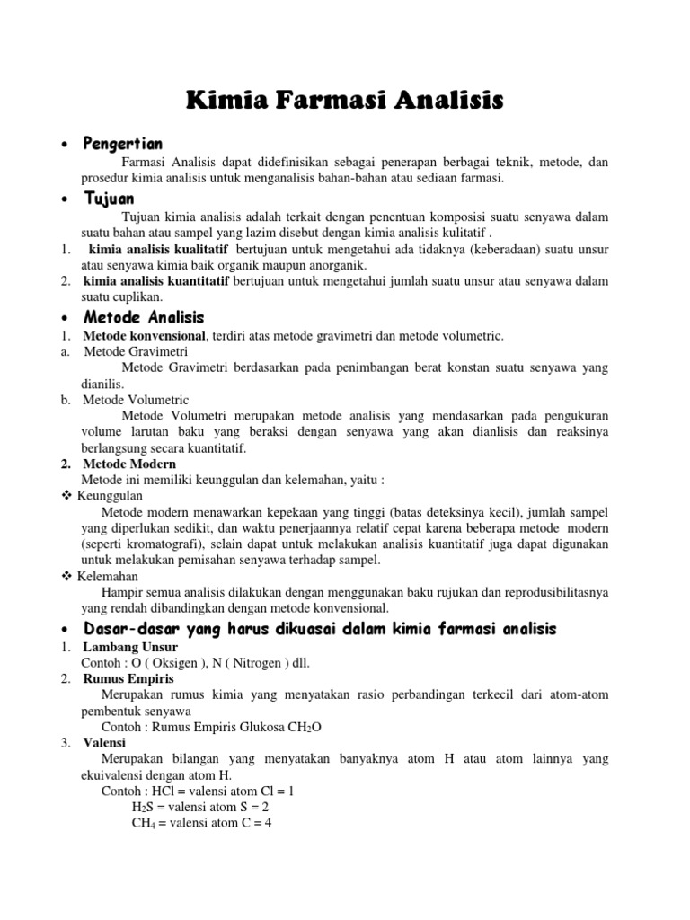 Analisis Kimia dalam Farmasi | PDF