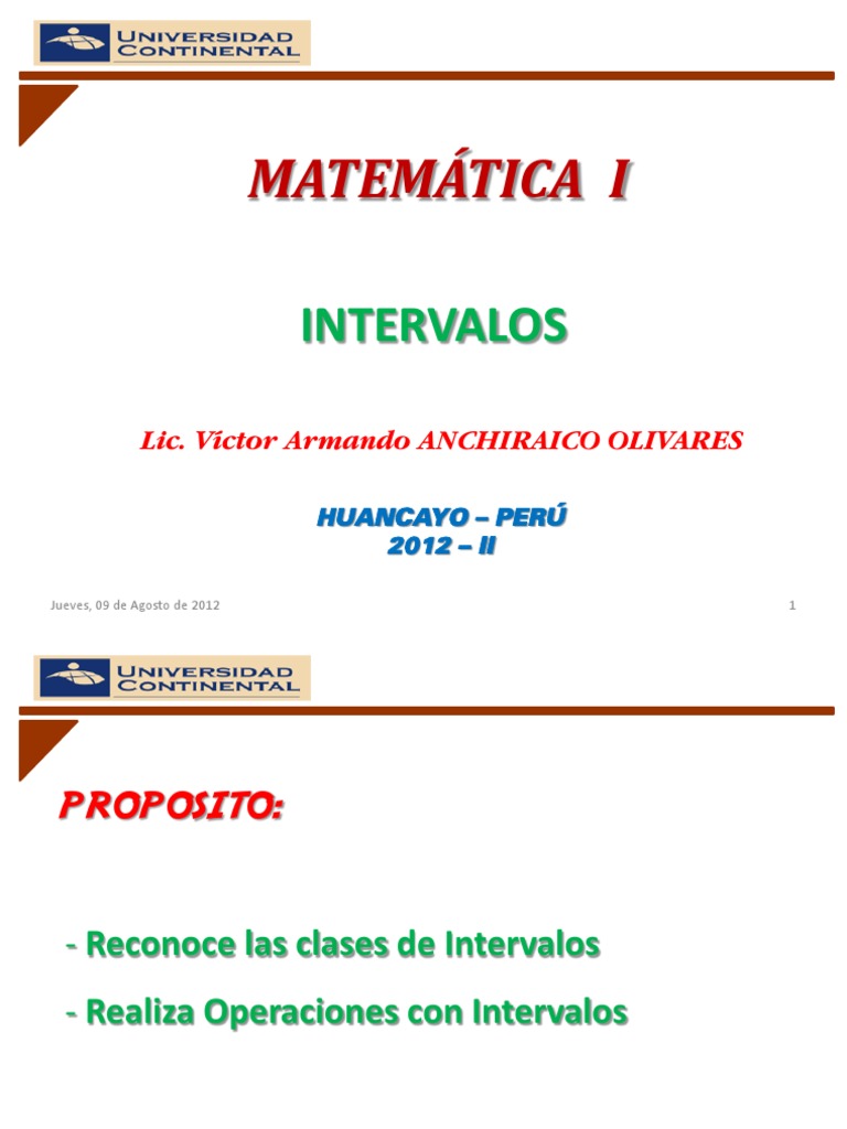 Semana 1 - Intervalos - Operaciones - Matemática 1 | Descargar gratis PDF | Intervalo ...