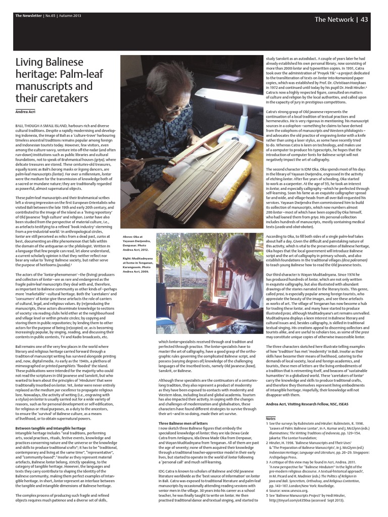 Living Balinese Heritage: Palm-Leaf Manuscripts and Their Caretakers ...