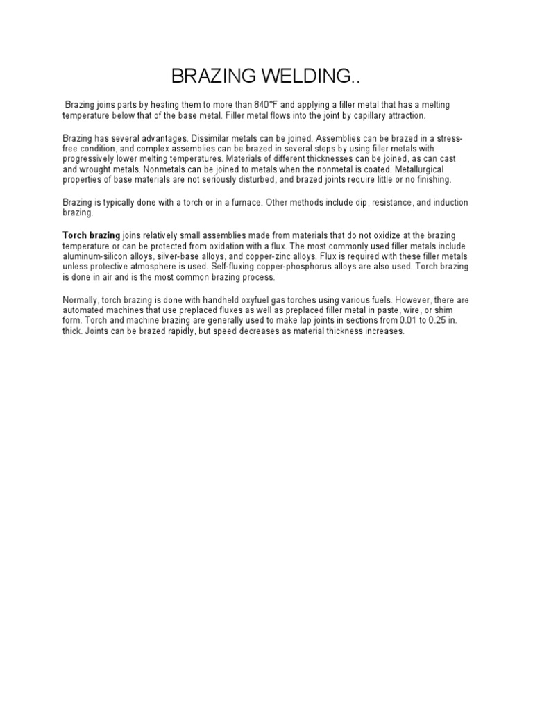 Understanding Brazing Welding Techniques | PDF