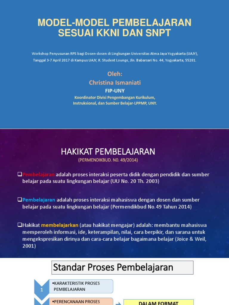 Model Model Pembelajaran Sesuai Kkni Dan SNPT Edit | PDF