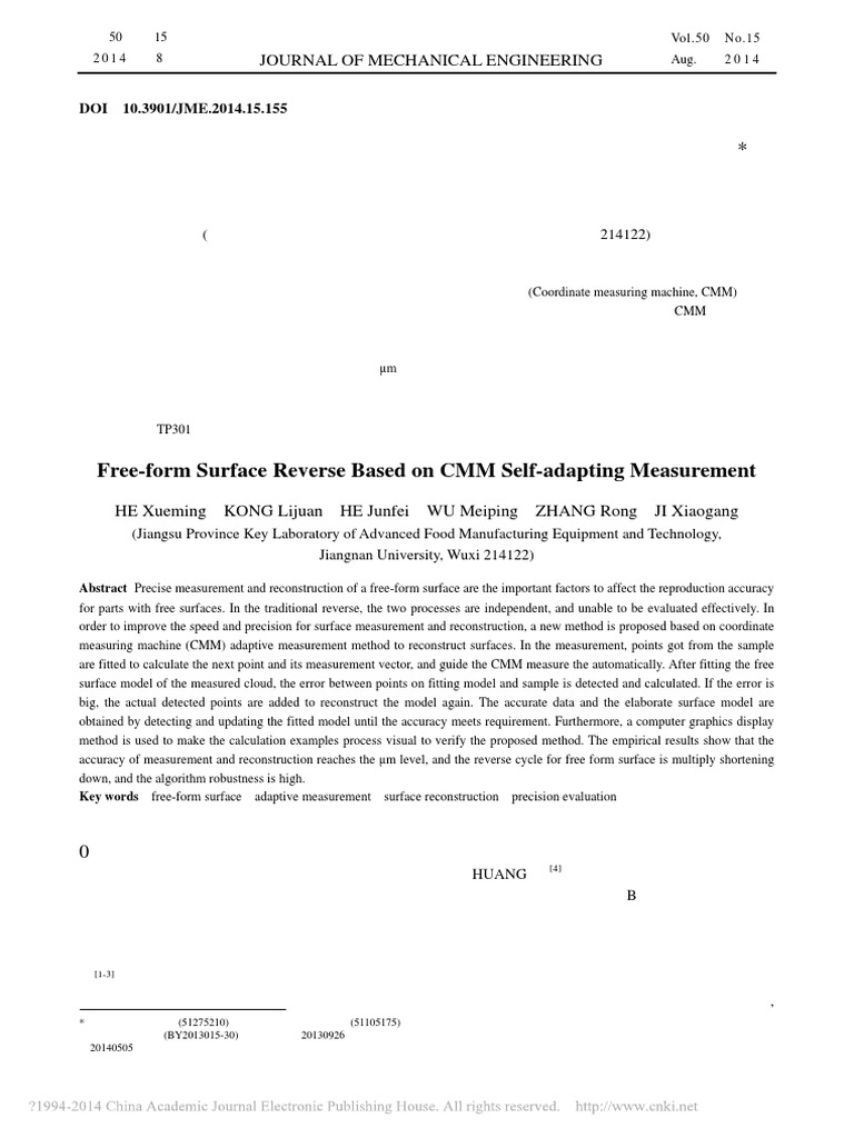 Free-Form Surface Reverse Based On CMM Self-Adapting Measurement | PDF ...