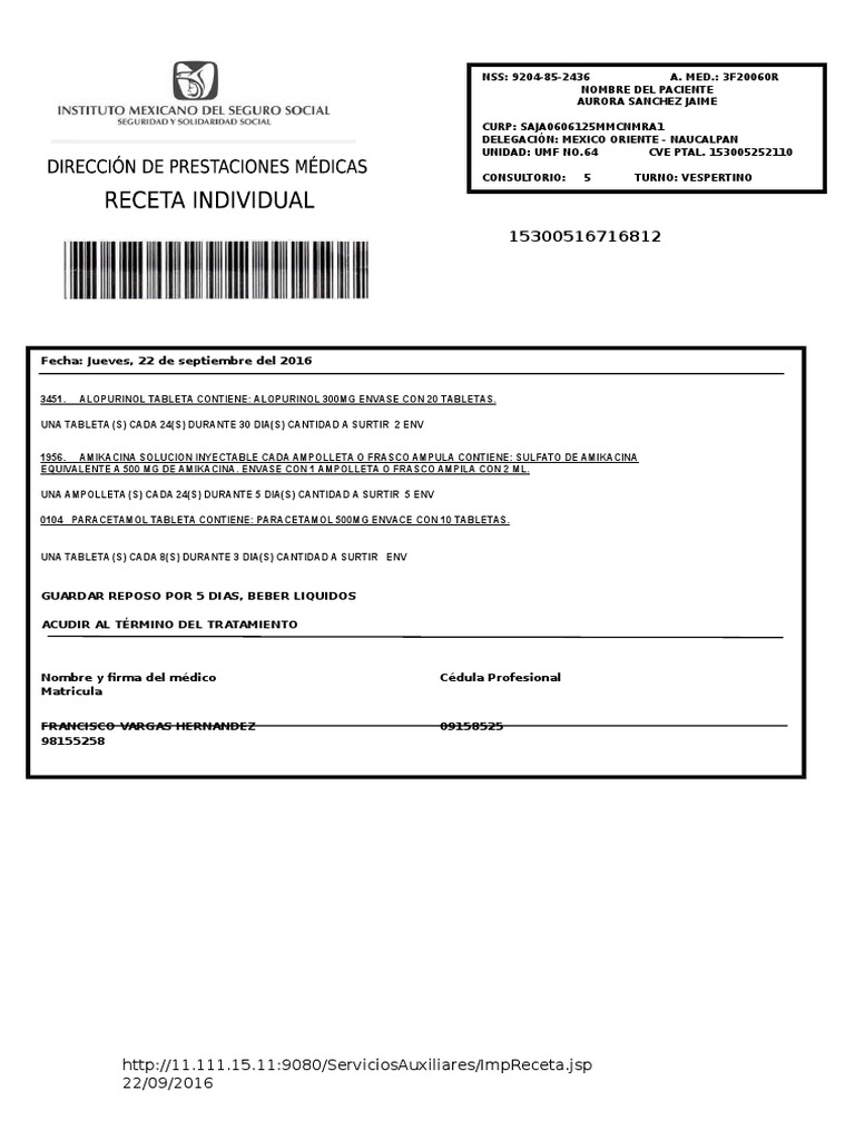 Receta IMSS Editable PDF | PDF