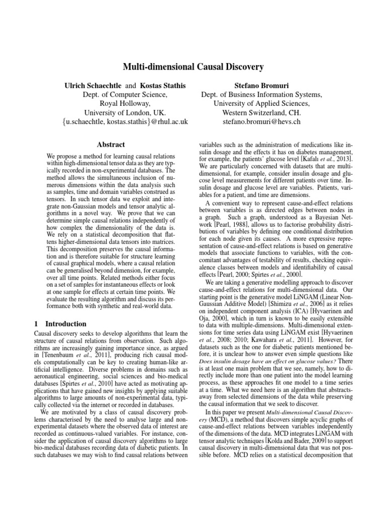 Multi-Dimensional Causal Discovery | PDF | Principal Component Analysis | Matrix (Mathematics)
