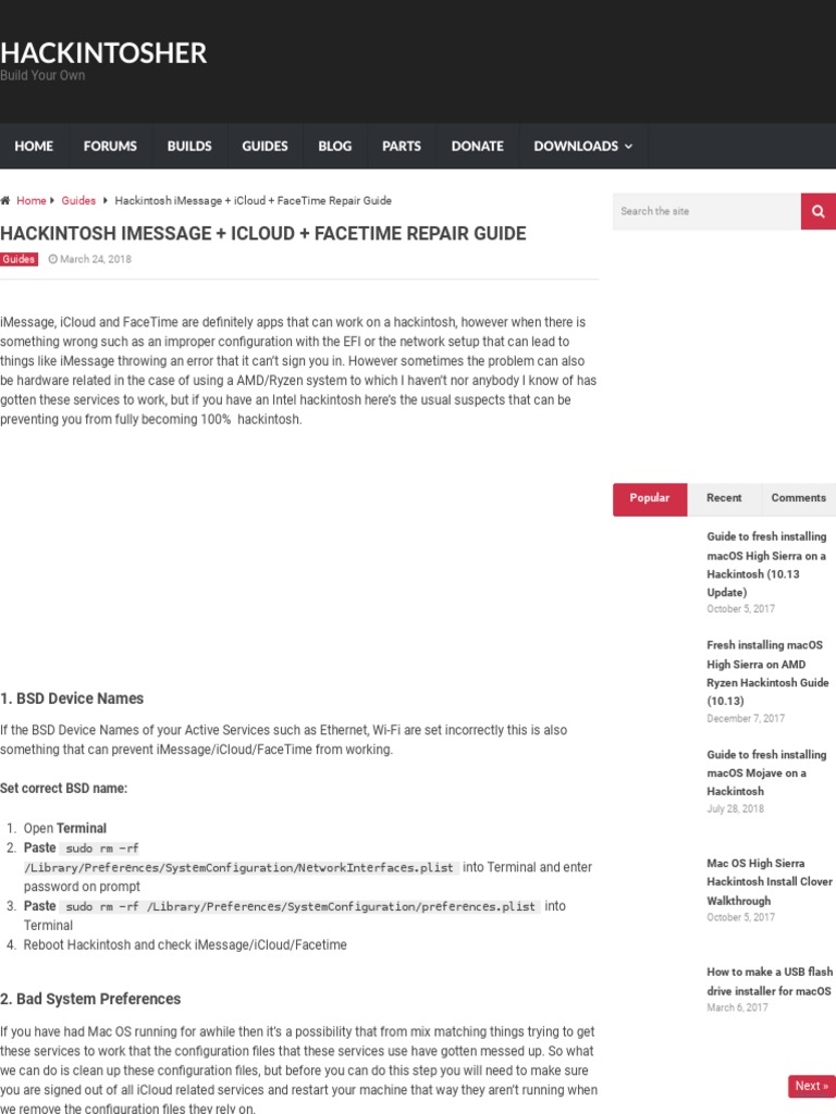 Hackintosh Imessage + Icloud + FaceTime Repair Guide - Hackintosher | PDF | I Cloud | Mac Os