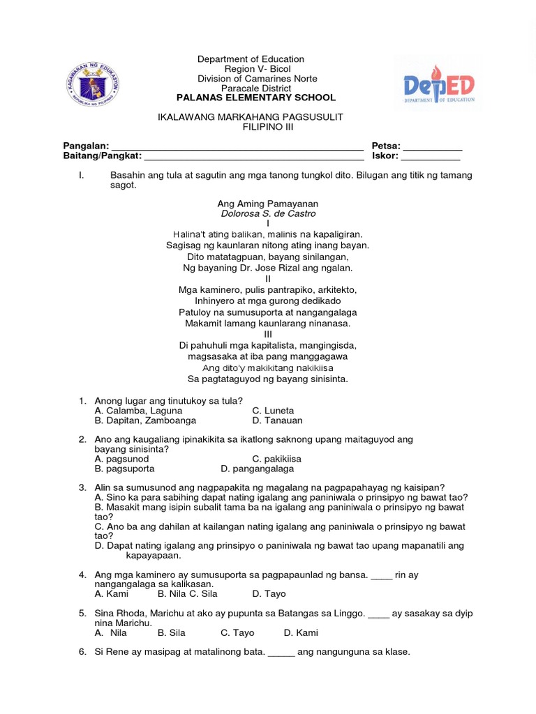 2nd Periodic Filipino 3 | PDF