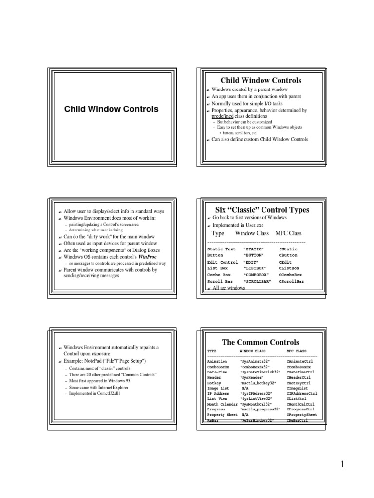 Child Window Controls | PDF | Microsoft Windows | Button (Computing)