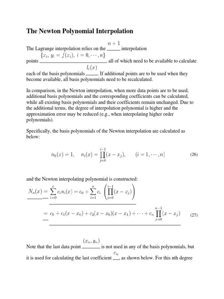 ECE421 - The Newton Polynomial Interpolation | PDF | Finite Difference | Interpolation