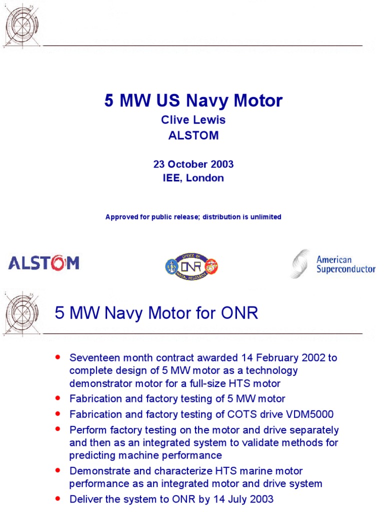 5 MW US Navy Motor: Clive Lewis Alstom | PDF | Electric Motor ...