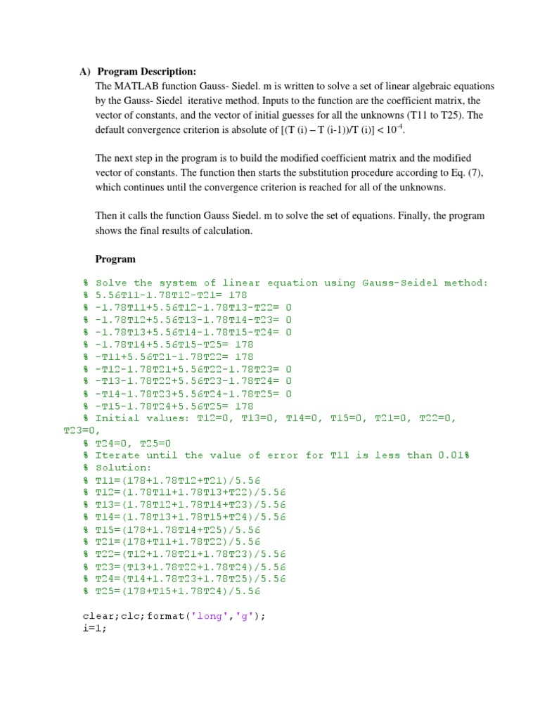 Matlab Exercise On Conduction Pdf Analysis Algorithms 