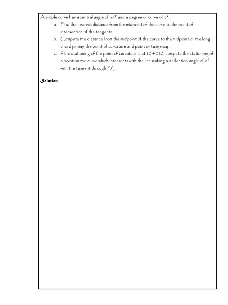 Simple Curve Calculations and Solutions | PDF | Tangent | Curvature