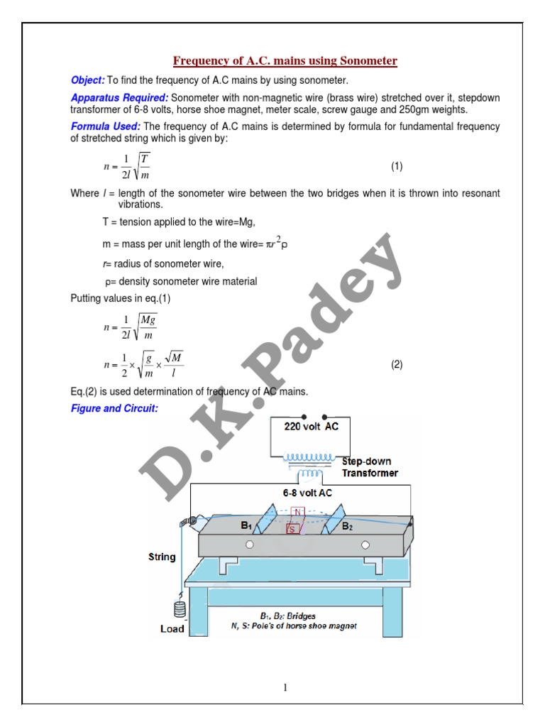 Frequency of Ac Mains | PDF | Tension (Physics) | Alternating Current