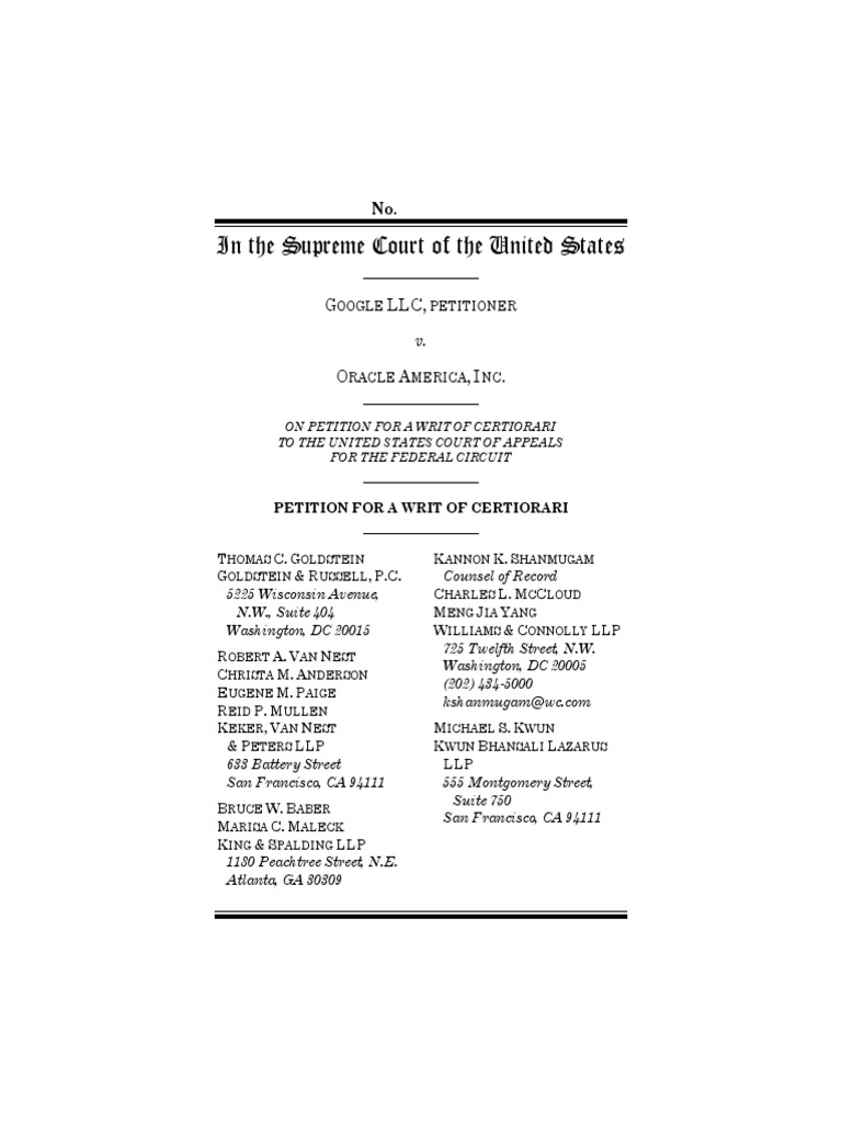 Google Petition | PDF | Fair Use | Java (Programming Language)