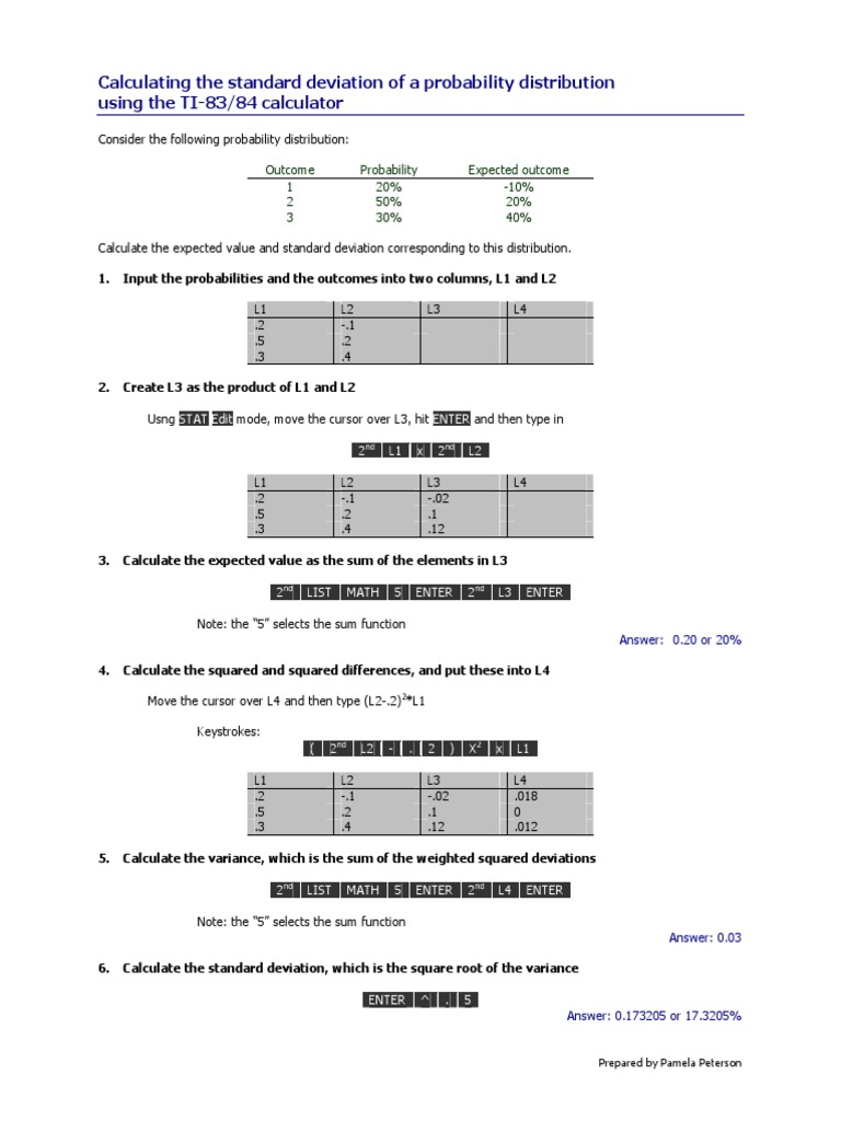 Calculating The Standard Deviation of A Probability Distribution Using ...