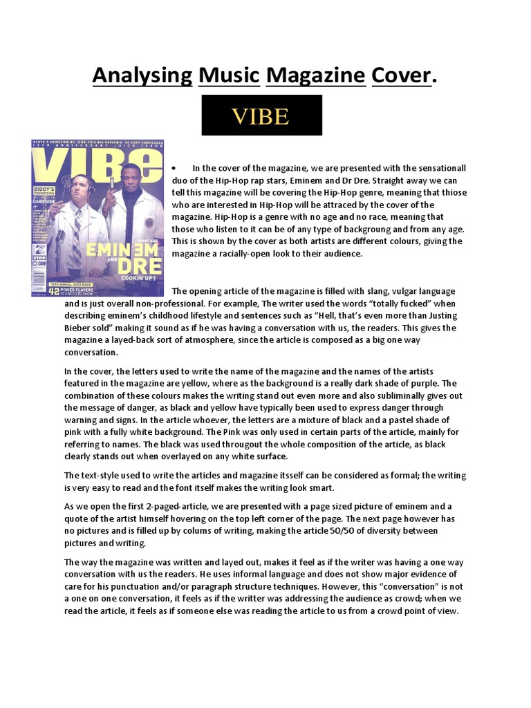 Analysing Music Magazine Cover | PDF | Hip Hop Music | Entertainment ...