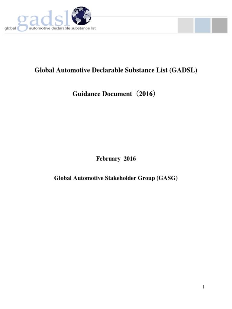 2016 GADSL Guidance Document | PDF | Chemical Substances | Supply Chain