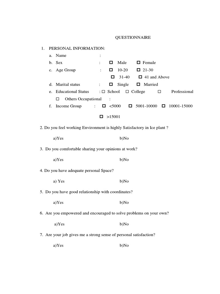 Questionnaire Ice Plant | PDF | Psychological Concepts | Psychology